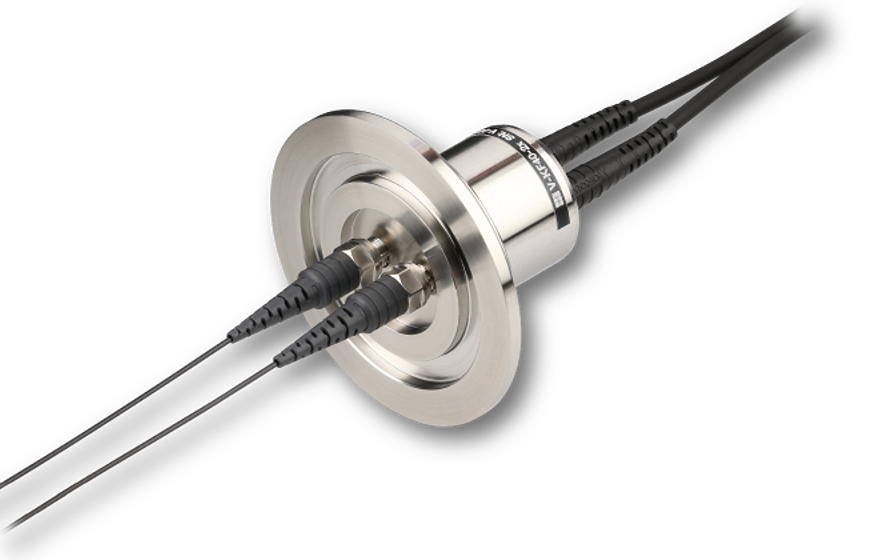 KF40 two-fold vacuum feed-through for fiber cables